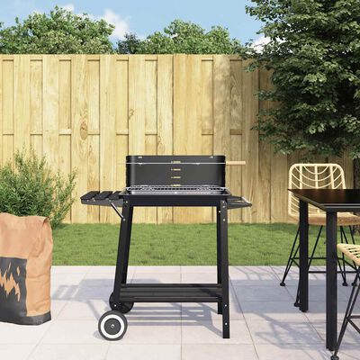 vidaXL Barbecue a Carbonella con Ruote in Acciaio Nero | vidaXL.it