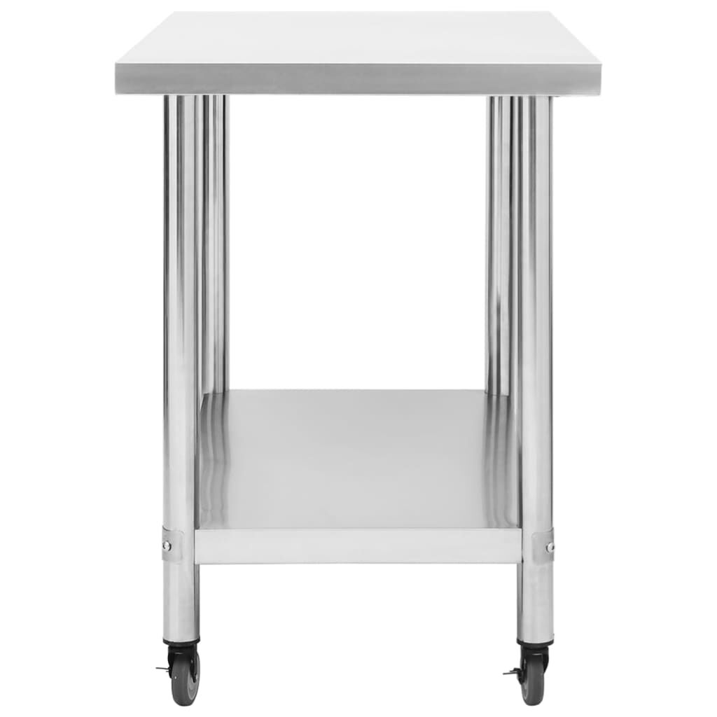 vidaXL Tavolo da Lavoro Cucina con Ruote 80x60x85 cm in Acciaio Inox ...
