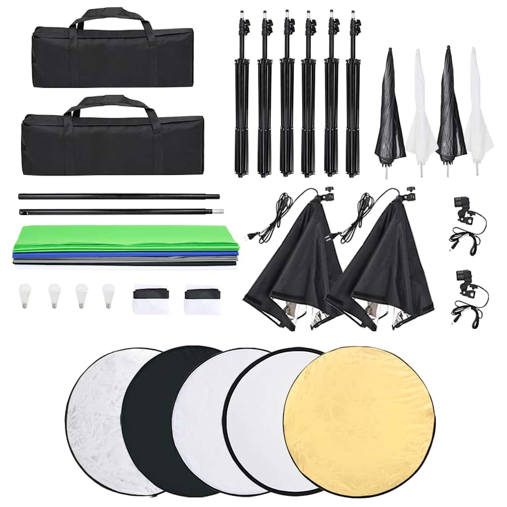 vidaXL Kit per Studio Fotografico con Set Luci, Fondale e Riflettore ...