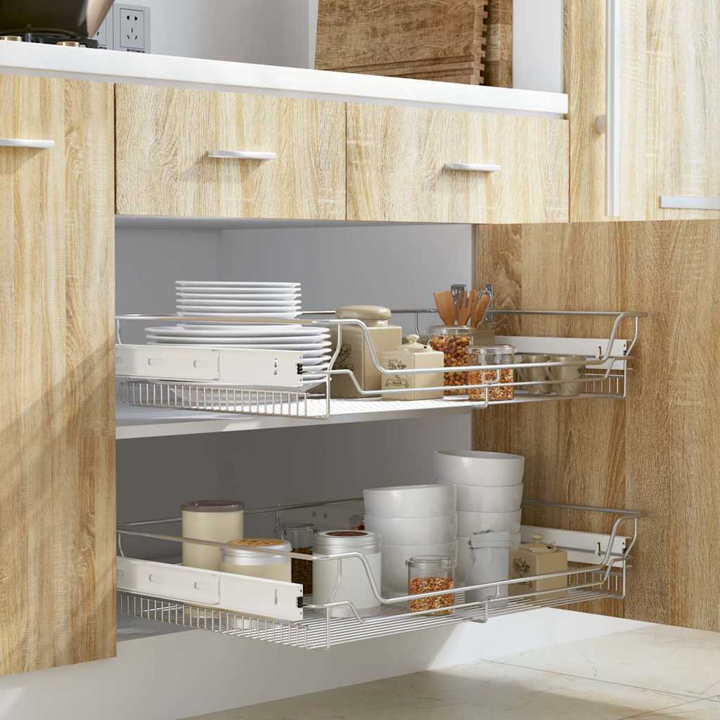 vidaXL Cestelli a Rete Estraibili 2 pz 800 mm Argentati | vidaXL.it