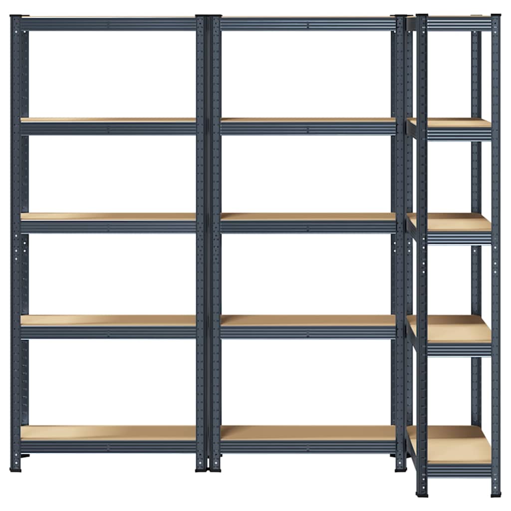 vidaXL Mensole Portaoggetti 5 Strati 3pz Antracite in Acciaio e Legno ...
